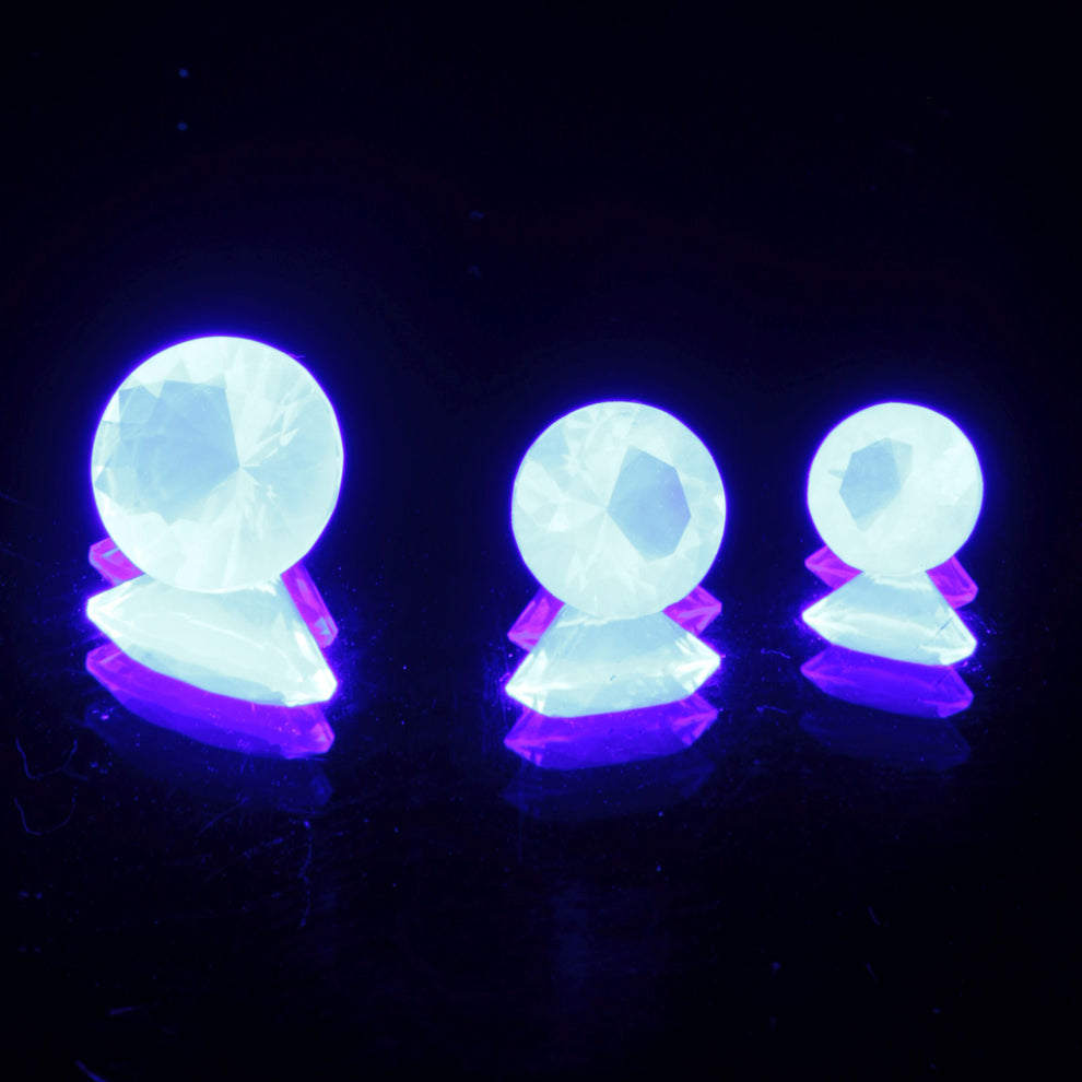 Lab Fluorite Faceted Loose Gems Blue Fluorescent Scintillator – Gems Of ...