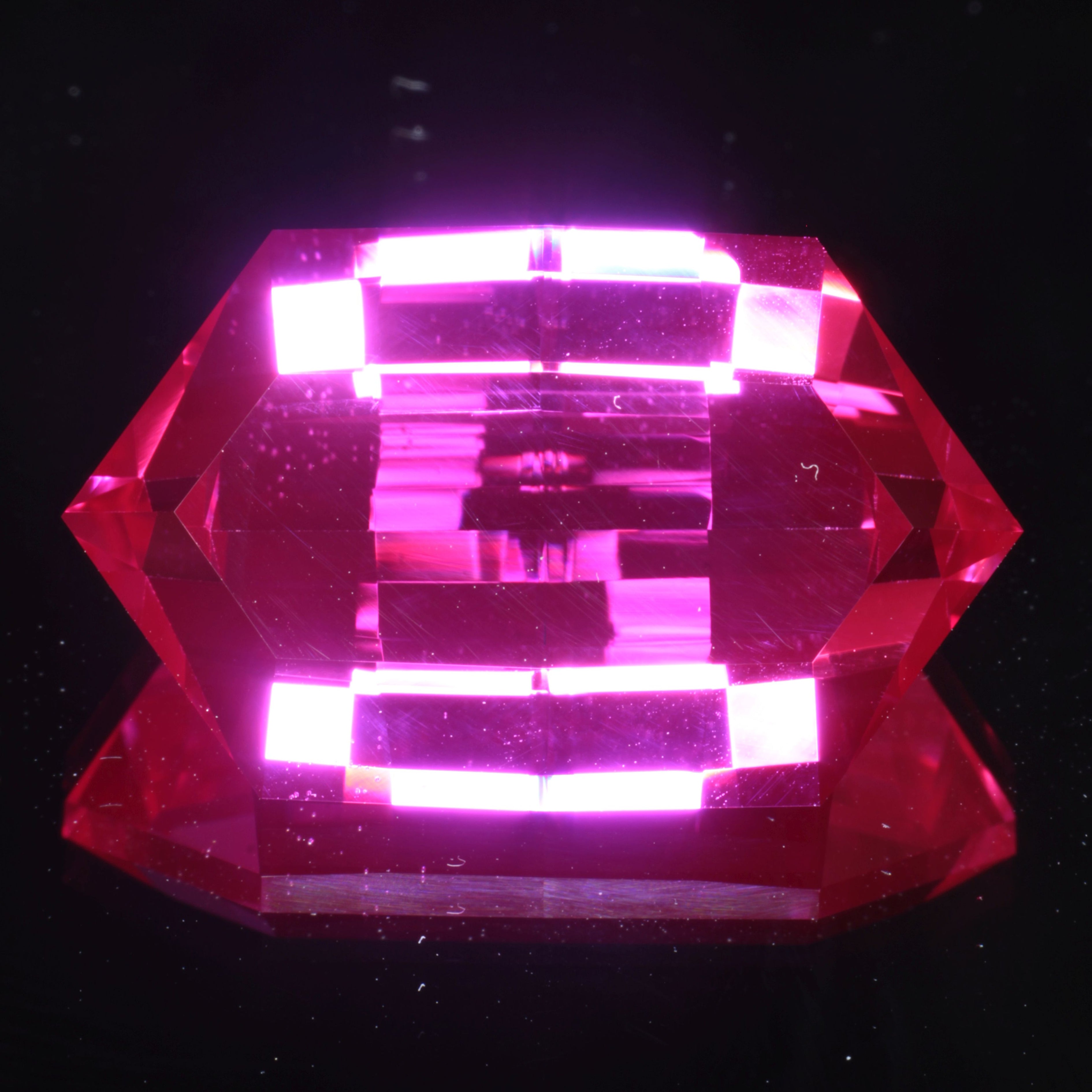 Fancy Pixel Cut Rupee in Lab Ruby 25.3ct – Gems Of Science